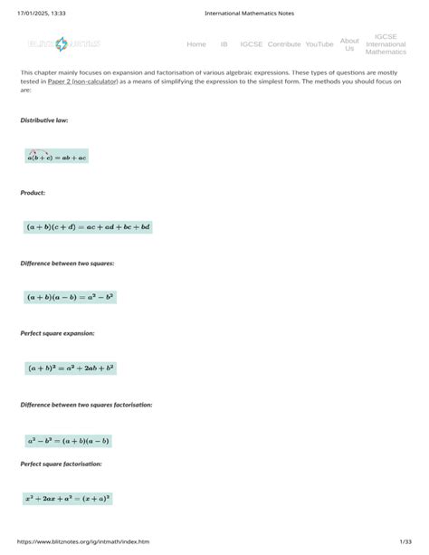 International Mathematics Notes