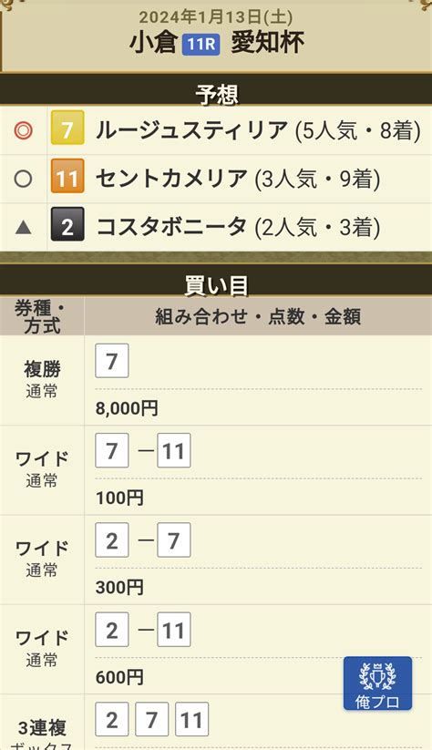 1月13日・14日は、6戦2勝😁👍14日、京成杯 14番ダノンデサイル（5人気）1着 10番コスモブッドレア（10人気）3着😁👍｜umaoner