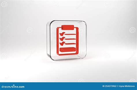 Red Clipboard With Checklist Icon Isolated On Grey Background Control List Symbol Stock