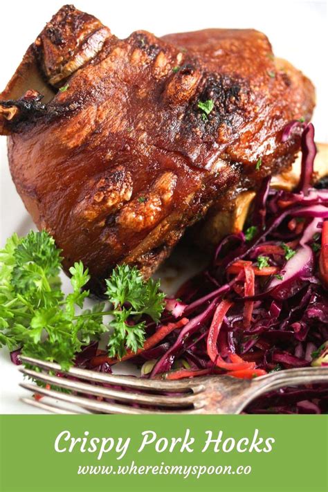 A Crispy Pork Knuckle Or Hock Served With Red Cabbage Slaw Crispy Pork