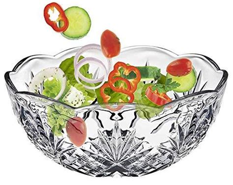 Elegant Crystal Clear Salad Bowl Glass Mixing Bowl All Purpose Round