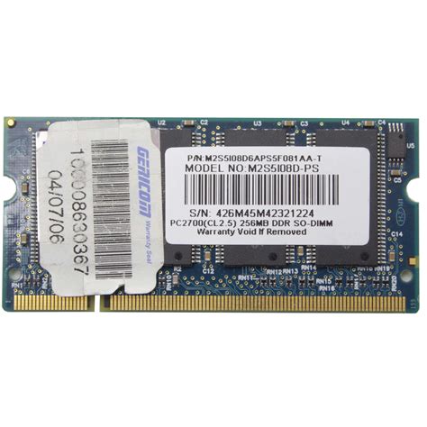 gericom m2s5i08d ps 256mb 333mhz ddr ddr1 sodimm banco modulo ram notebook