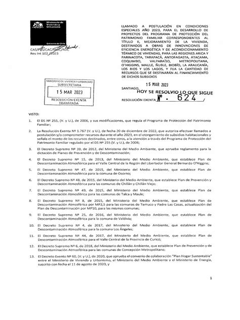 Resolucion Exenta Nro 624 Fecha 15 03 2023 Pdf