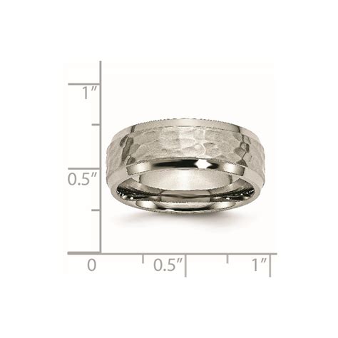 Chisel Titanium Polished And Hammered Beveled Edge Band Jcs