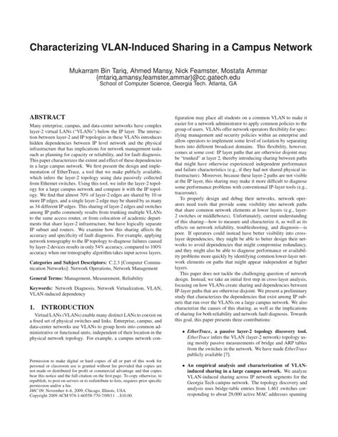 Pdf Measuring Vlan Induced Sharing In A Campus Network