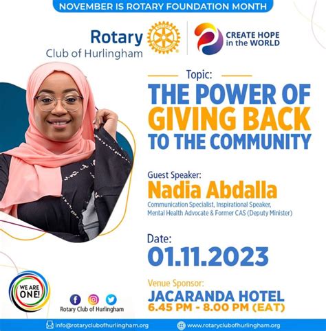 Nadia Ahmed Abdalla On Linkedin Looking Forward To Be Speaking To The Rotary Club Of Hurlingham