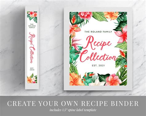 Tropical Recipe Book Template Printable Recipe Cookbook Template