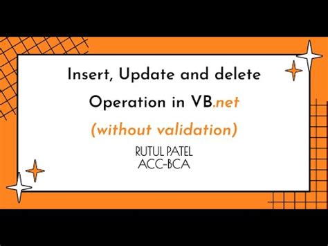 Insert Update And Delete In VB Net Without Validation YouTube