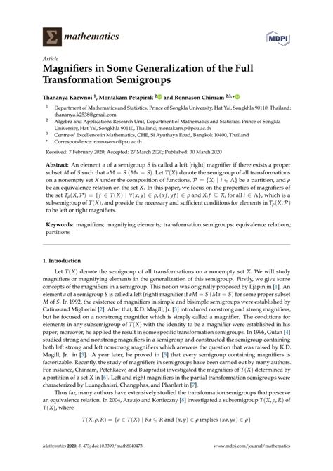 Pdf Magnifiers In Some Generalization Of The Full Transformation