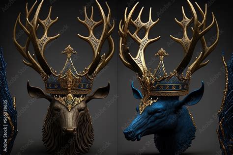 Kings And Queens With Actual Horn Crowns Generative Ai Stock