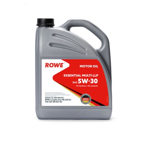 Моторное масло Rowe ROWE ESSENTIAL MULTI LLP SAE 5W-30 4л артикул ...