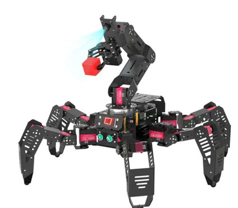 spiderpi pro raspberry pi로 구동되는 ai 비전 로봇 팔을 갖춘 hiwonder 헥사포드 로봇