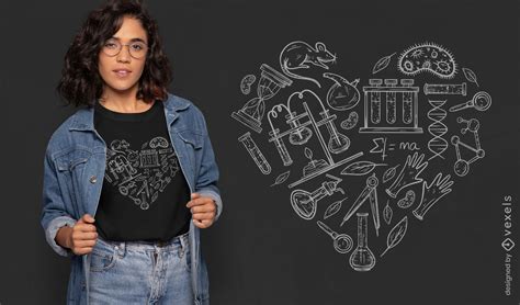 Science Elements In A Heart T Shirt Design Vector Download