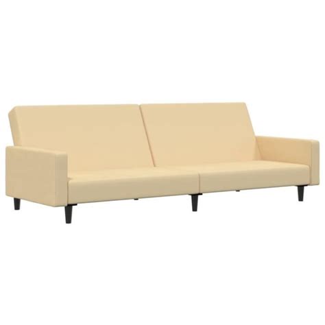 Canapé lit places YOSOO en velours crème avec repose pied Cdiscount Maison
