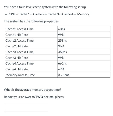 Solved You Have A Four Level Cache System With The Following Chegg