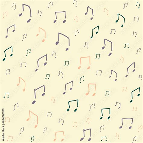 Seamless Vector Hand Drawn Music Note Background Seamless Pattern Stock