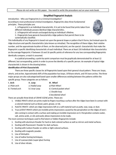 Simplified Fingerprint Analysis Pdf Fingerprint Materials