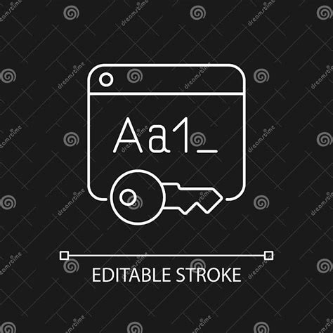 Letter And Number Password White Linear Icon For Dark Theme Stock Vector Illustration Of