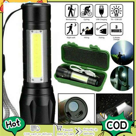 Xpe Cob Led ไฟฉายขนาดเล็ก 3 โหมดในตัว 14500 แบตเตอรี่ลิเธียม Usb ชาร์จ