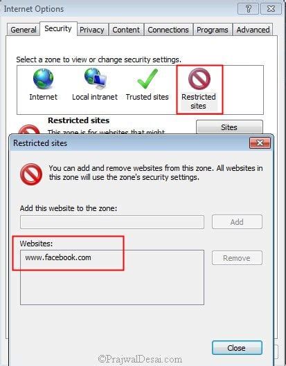 how to add sites to internet explorer restricted zone
