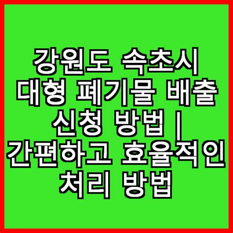 강원도 속초시 대형 폐기물 배출 신청 방법 간편하고 효율적인 처리 방법