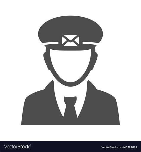 Monochrome Simple Postman Icon Royalty Free Vector Image
