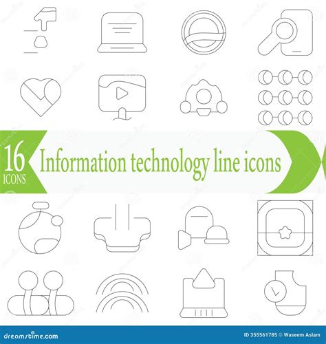 Information Technology Line Icons Collection Big Ui Icon Set In A Flat Design Thin Outline