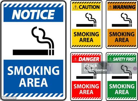 ป้ายแสดงจุดพื้นที่สูบบุหรี่ที่ได้รับอนุญาตบนพื้นหลังสีขาว ภาพประกอบสต็อก ดาวน์โหลดรูปภาพตอนนี้