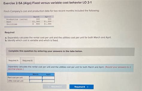Solved Exercise 2 5a Algo Fixed Versus Variable Cost