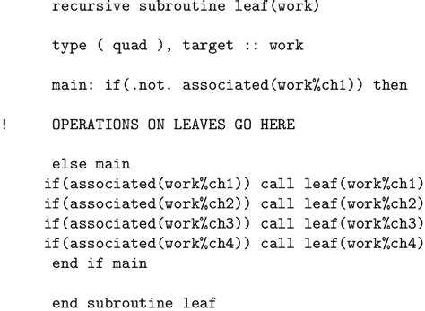 Fortran 95 Code For Dummy Subroutine Which Visits Every Leaf In A Quad
