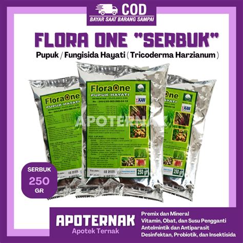 Jual PUPUK FLORA ONE 250 Gr Pupuk Hayati Tricoderma Atasi Busuk Akar Dan Buah Fungisida