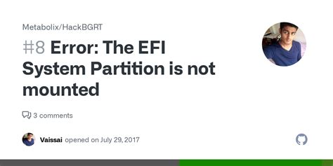 Error The Efi System Partition Is Not Mounted · Issue 8 · Metabolix