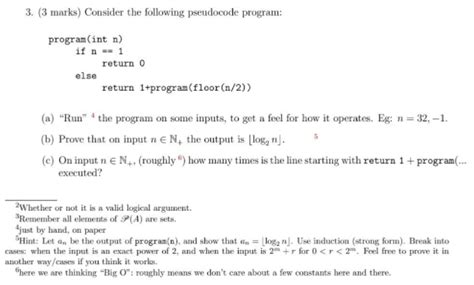 solved 3 3 marks consider the following pseudocode