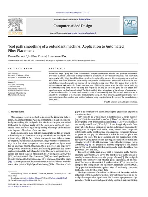 Pdf Tool Path Smoothing Of A Redundant Machine Application To