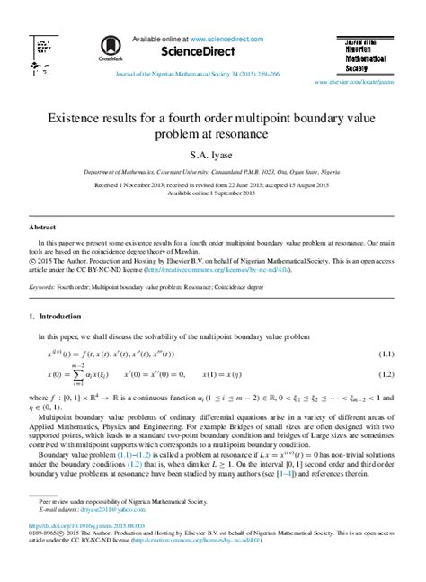 Pdf Existence Results For A Fourth Order Multipoint Boundary Value