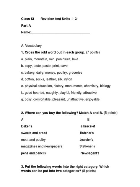 Test Units 1 3 στ αγγλικα δημοτικου Pdf Verb Adverb