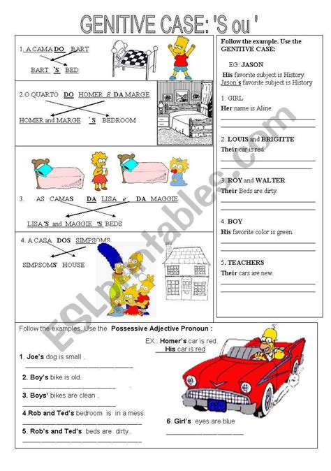 Atividades Sobre Possessive Adjectives Ensino