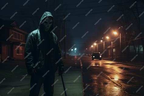View Of Scary Entity At Night On The Street Ai Generated Image