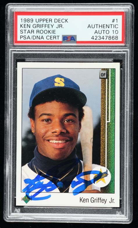 Ken Griffey Jr Signed 1989 Upper Deck 1 Rc Psa Encapsulated
