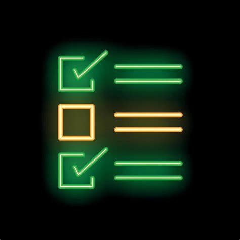 Neon Green Checklist Showing Checkmarks And Empty Square On Black Background 52766204 Vector Art