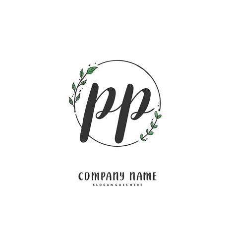Pp Initial Handwriting And Signature Logo Design With Circle Beautiful