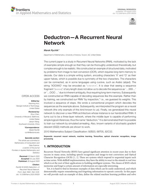 pdf deductron—a recurrent neural network