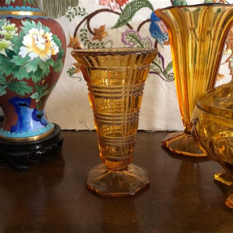 Bagley Glass Amber Vase Flower Arrangement Florist Home Decor Etsy