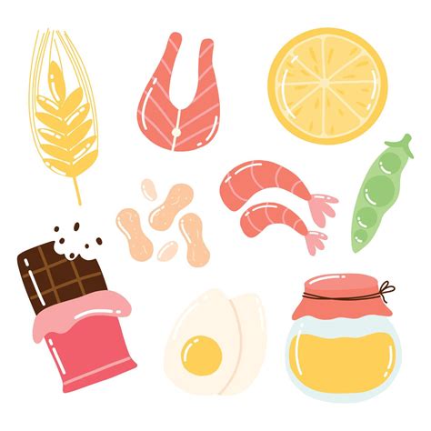 Food Allergens Allergen Products Collection Vector Illustration