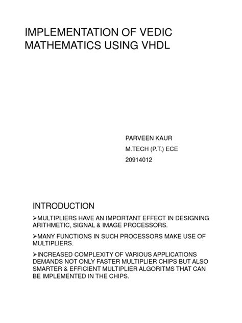 implementation of vedic mathematics concepts for efficient