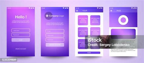 Desain Aplikasi Seluler Ui Ux Gui Set Layar Pendaftaran Pengguna Dengan