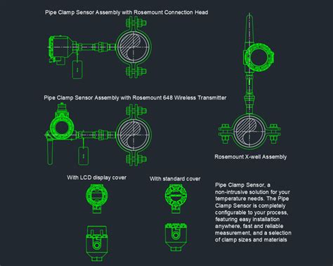 Pipe Clamp Sensor Cad Block Dwg Drawing Download