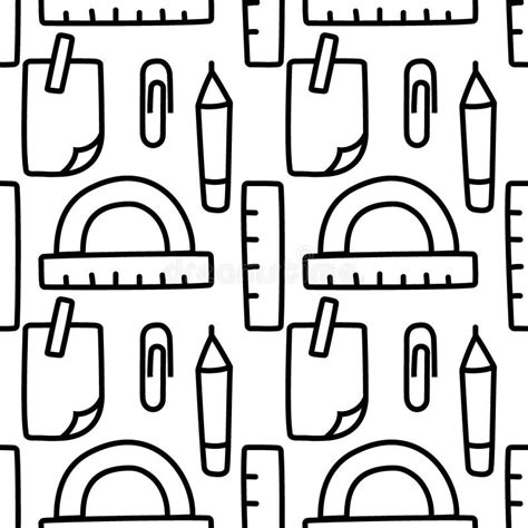 Vector Seamless Pattern Elements Back To School Contur Stock Vector