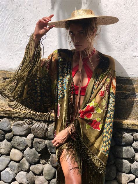 Swimsuit Cover Up Boho Fringe Kimono Boho Festival Kimono Etsy