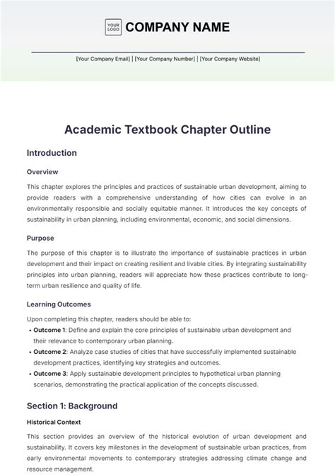 Free Academic Textbook Chapter Outline Template To Edit Online
